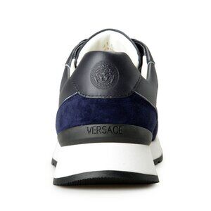 Versace | Shoes | Versace Mens Blue Logo Embroidery Suede Leather ...